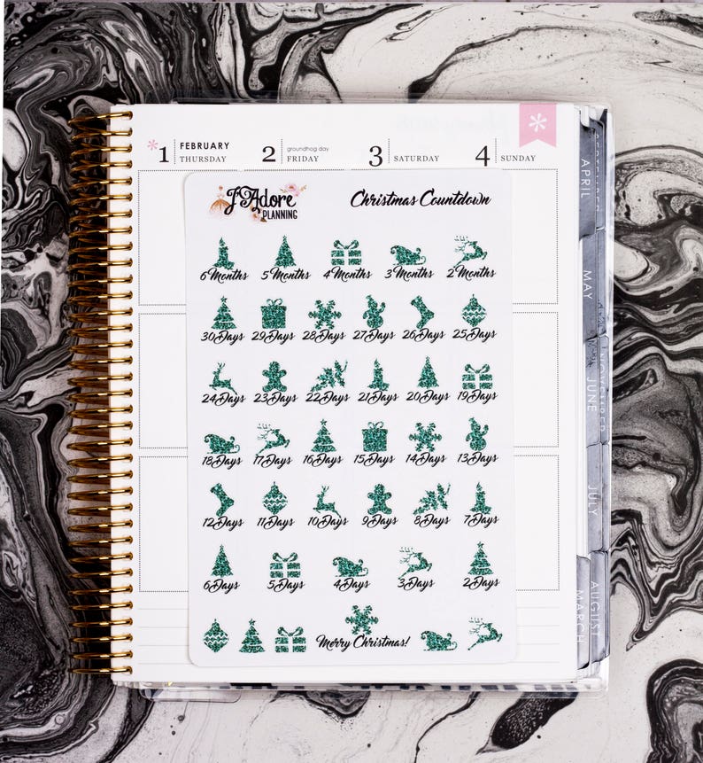 Christmas Countdown Stickers Holiday Planner Stickers - Etsy