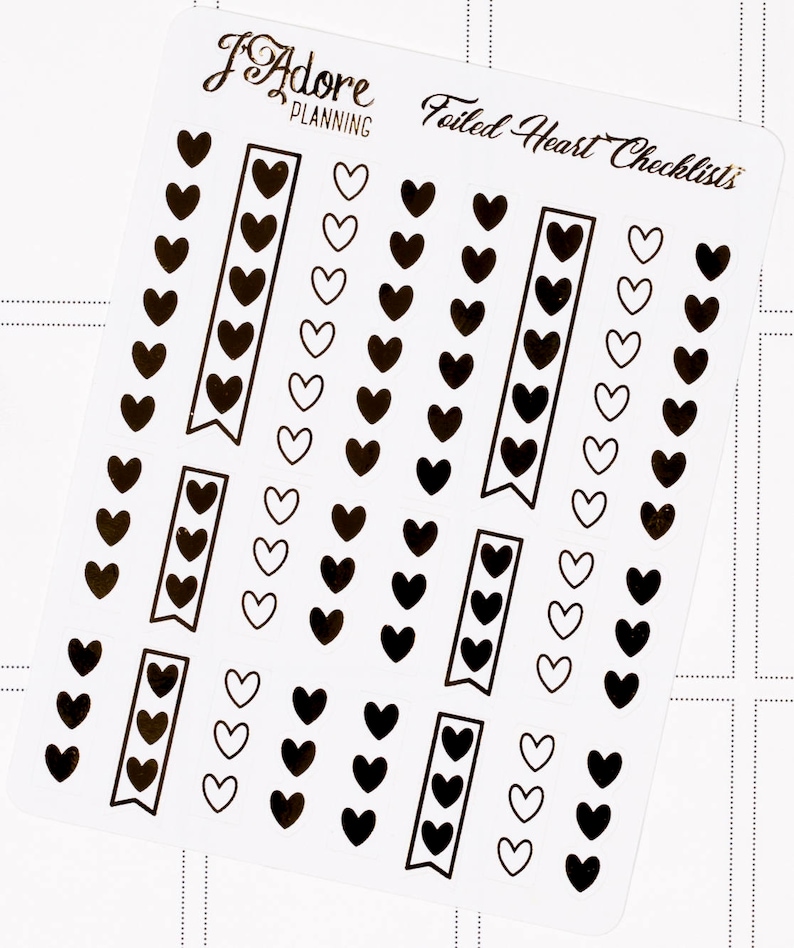 Foil Checklist Stickers: Bow & Heart Planner Stickers - Etsy