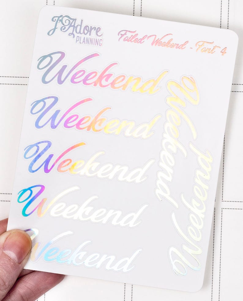 Foil Weekend Banner Planner Stickers Foiled Script Weekend - Etsy
