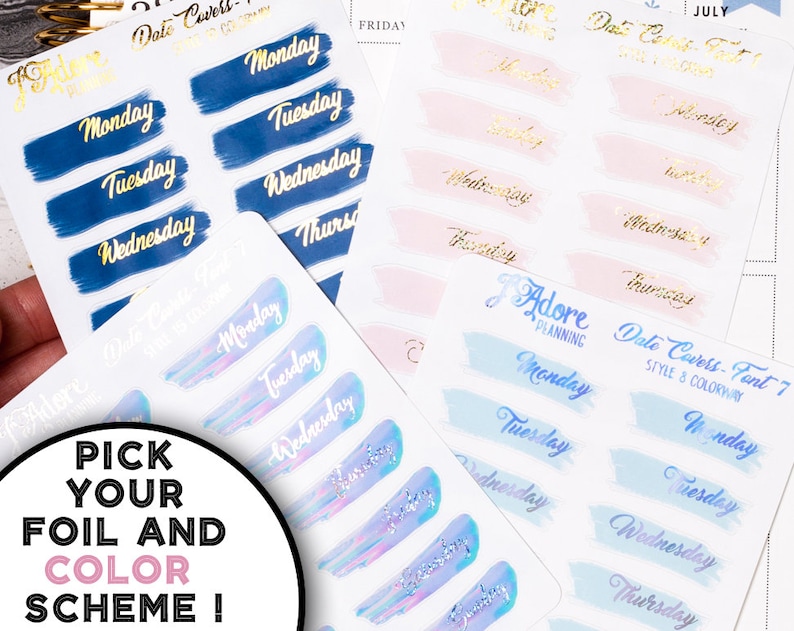 Foil Date Cover Stickers Foiled Date Planner Stickers - Etsy