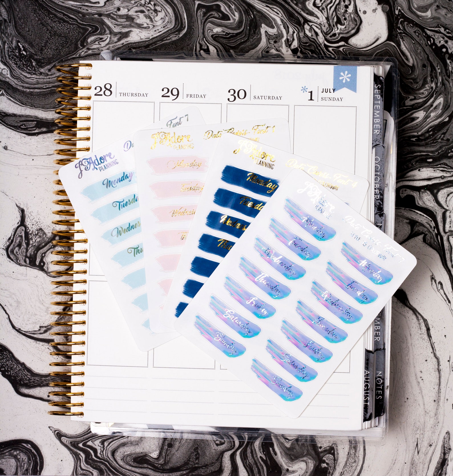 Foil Date Cover Stickers Foiled Date Planner Stickers | Etsy