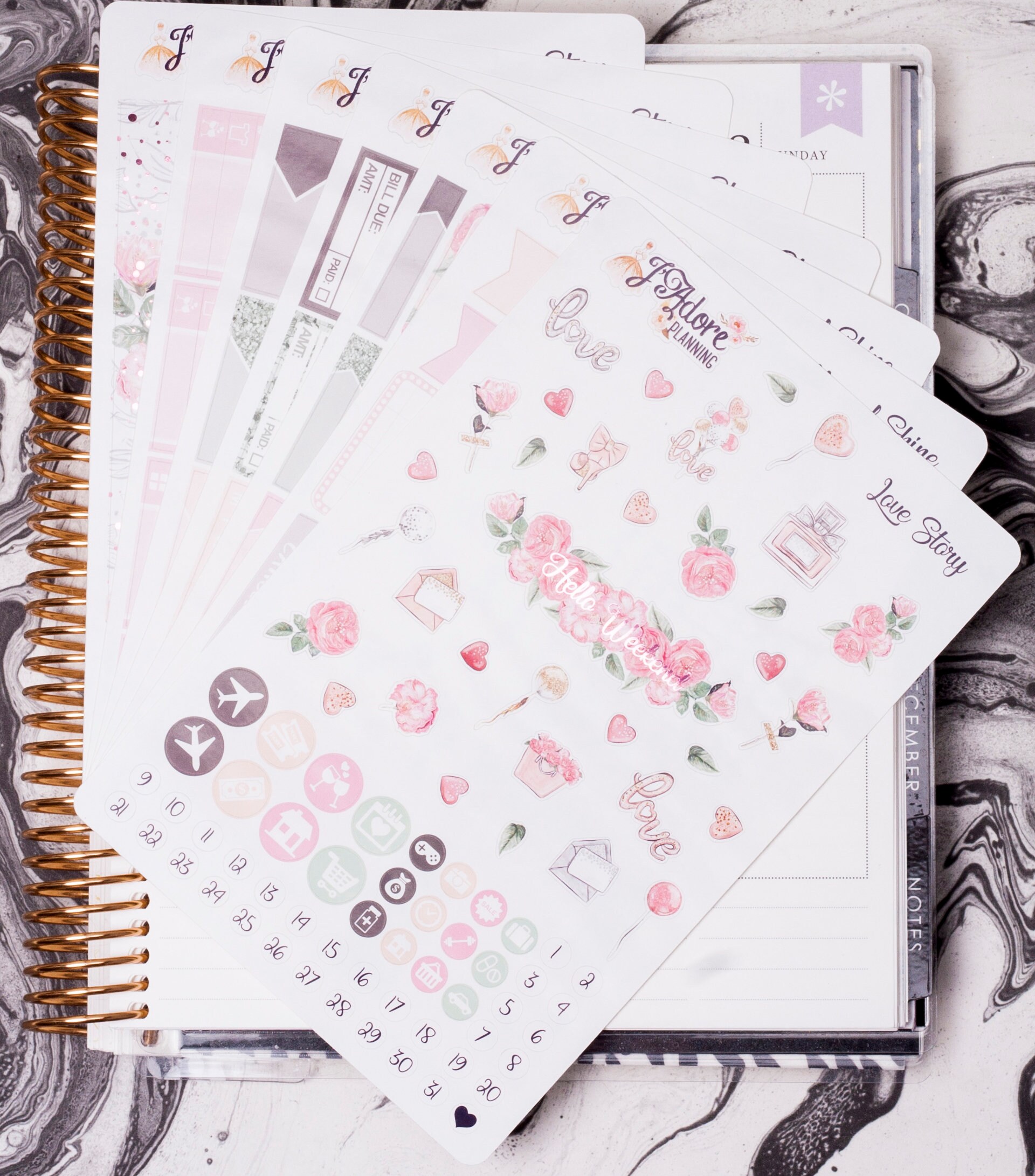 Foil Valentine's Day Planner Sticker Kit for EC Erin | Etsy