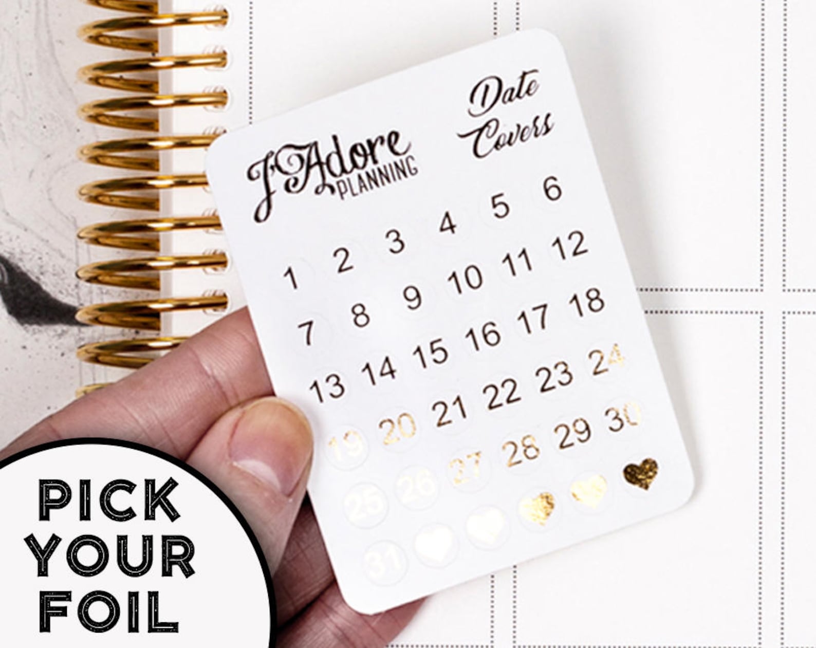 Foil Date Dots Planner Stickers Foiled Clear Date Stickers - Etsy