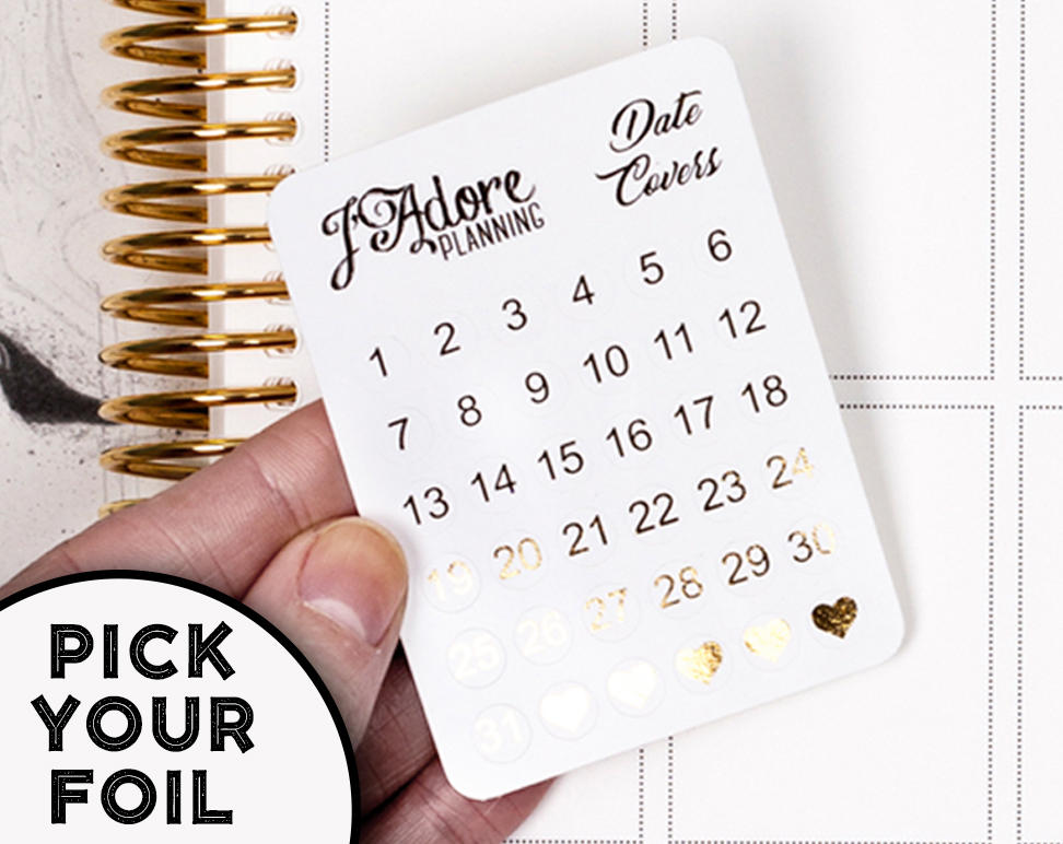 Foil Date Dots Planner Stickers Foiled Clear Date Stickers - Etsy
