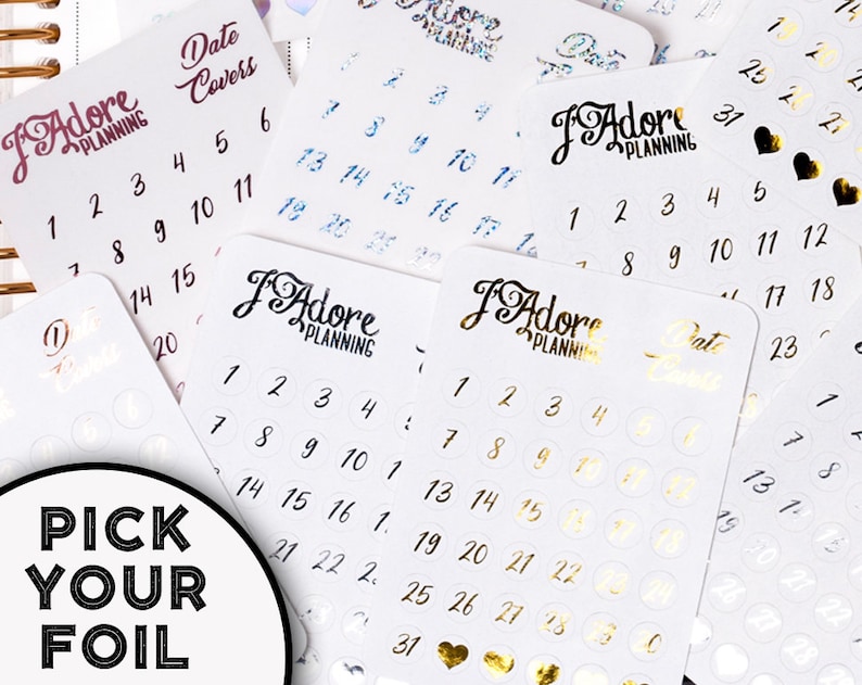 Foil Date Dots Planner Stickers Foiled Clear Date Stickers - Etsy