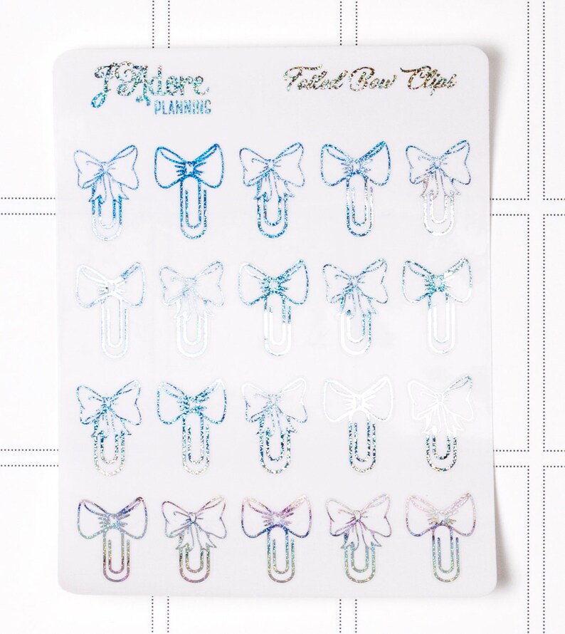 Foiled Bow Stickers Foil Bow Paper Clip Planner Stickers for - Etsy