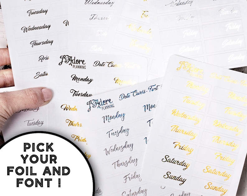Foil Date Cover Stickers Foiled Date Planner Stickers - Etsy