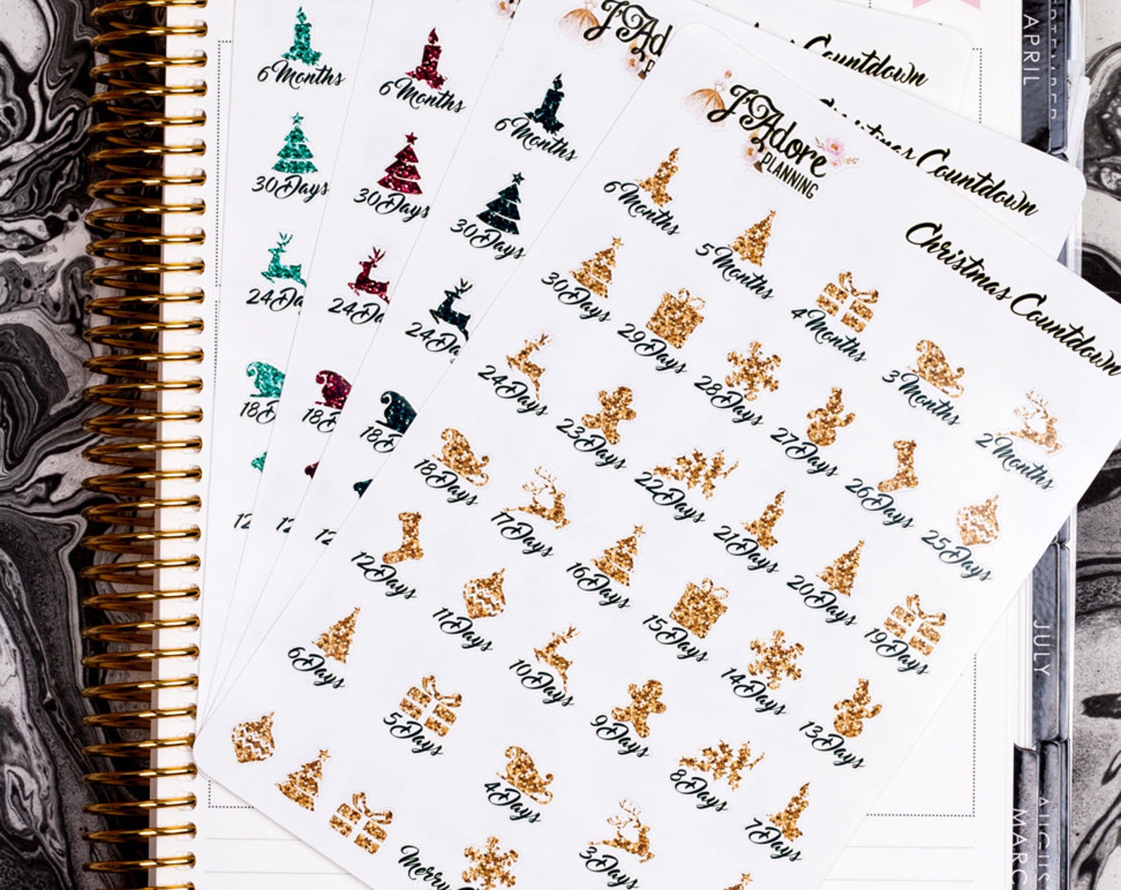 Christmas Countdown Stickers Holiday Planner Stickers - Etsy