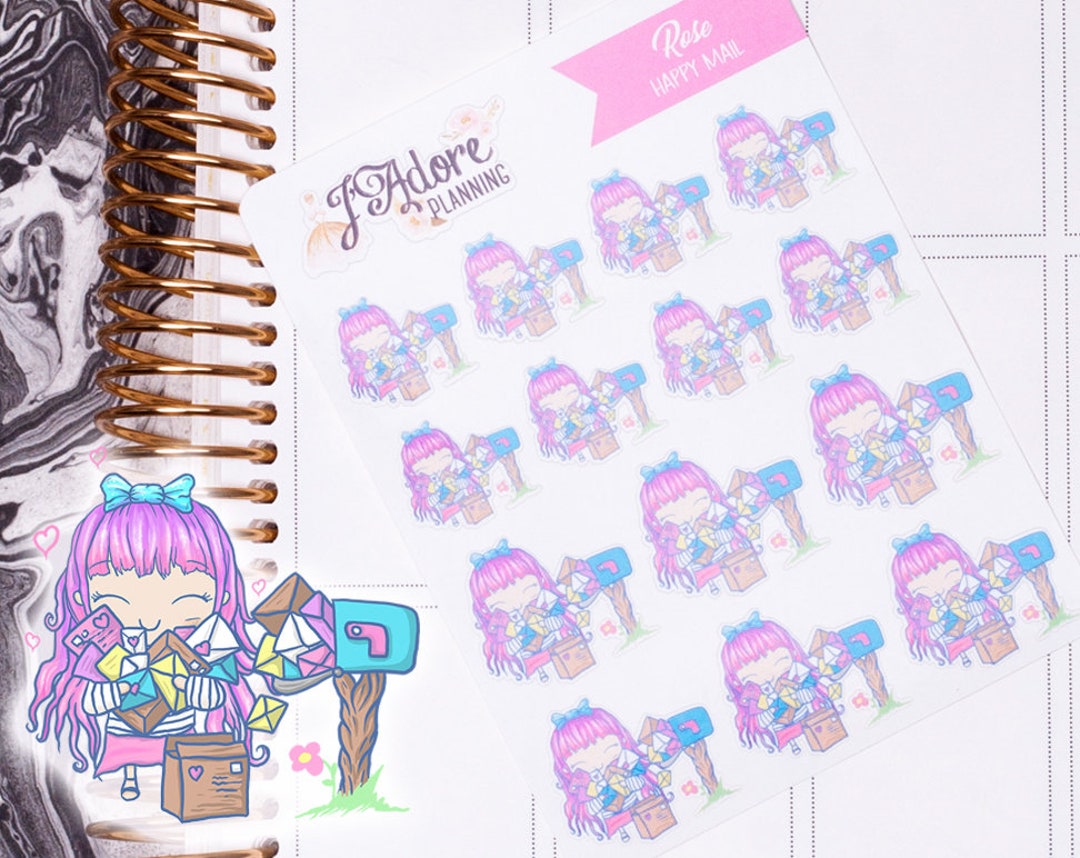 Kawaii Happy Mail Girl Stickers: Planner Stickers - Etsy