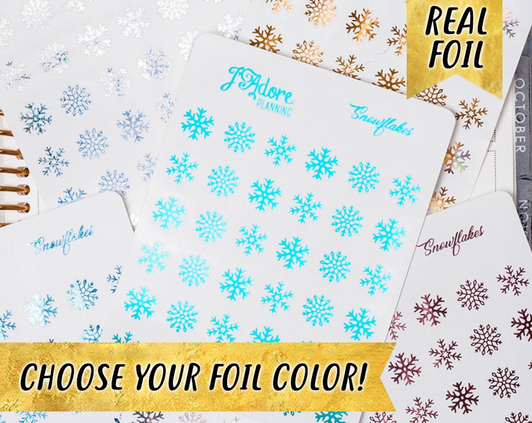 Foil Snow Stickers, Foiled Snowflakes Planner Stickers for Erin Condren ...
