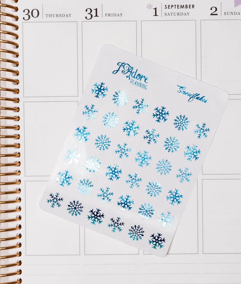 Foil Snow Stickers Foiled Snowflakes Planner Stickers for | Etsy