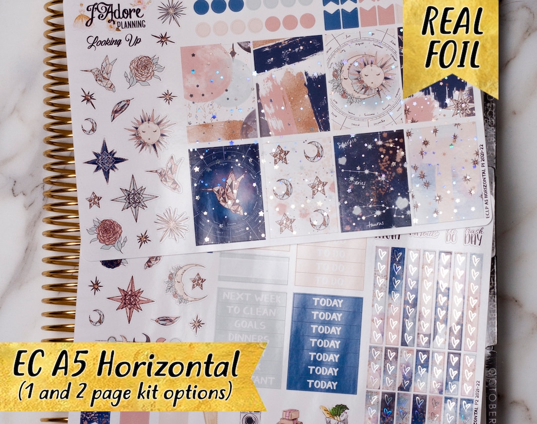 Holographic Foil A5 Planner Stickers: Erin Condren EC Horizontal Layout ...