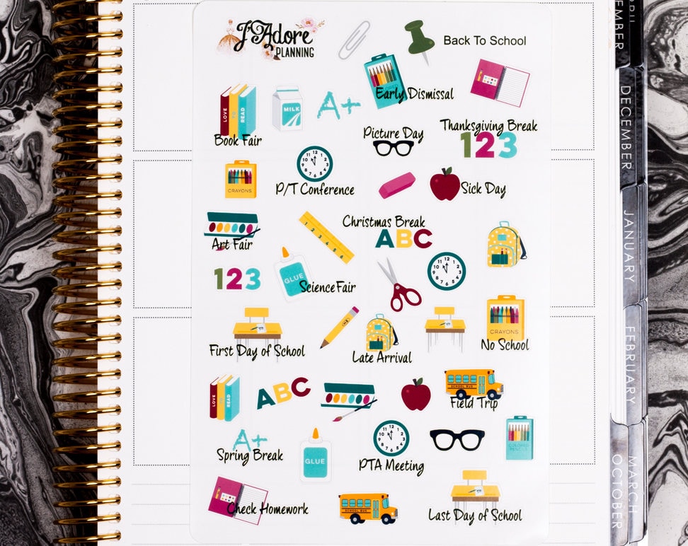Parent Teacher Planner Stickers, Student Back to School Stickers for ...