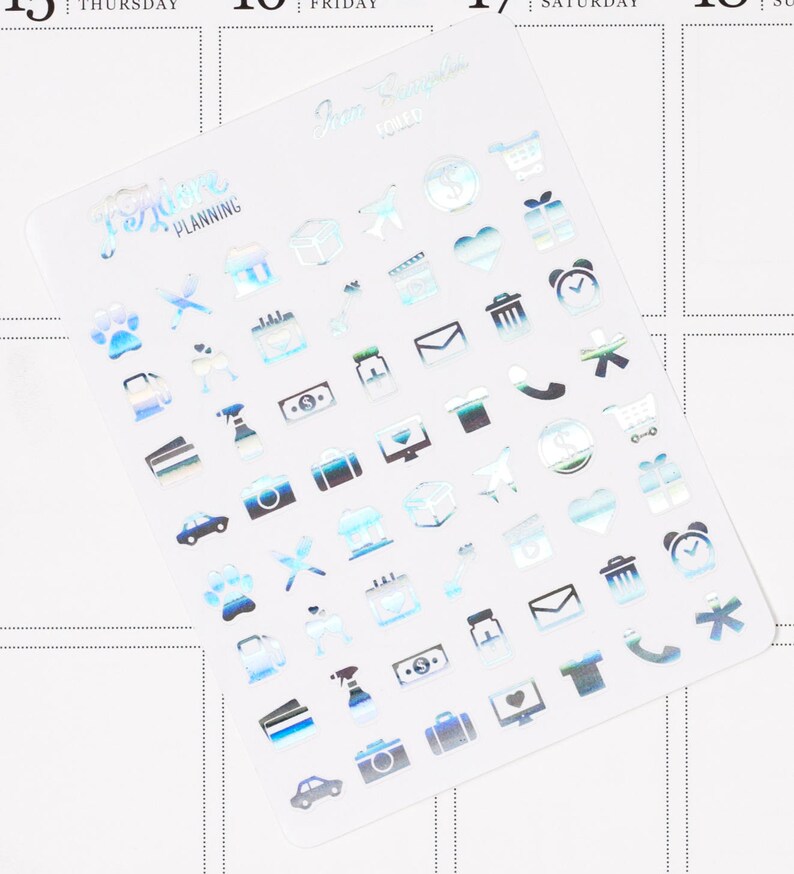 Foil Icons Stickers Sampler 1 Foiled Icon Planner Stickers | Etsy