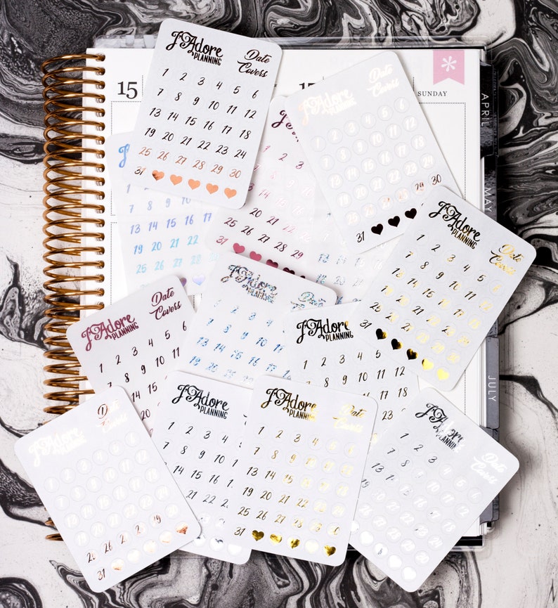 Foil Date Dots Planner Stickers Foiled Clear Date Stickers - Etsy