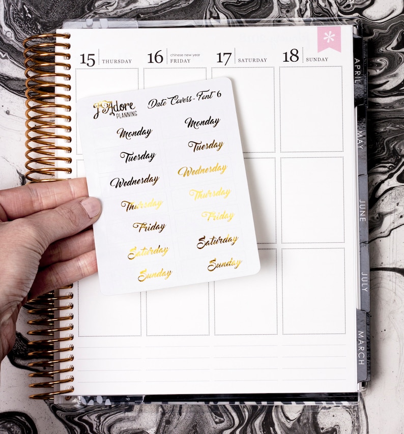 Foil Date Cover Stickers Foiled Date Planner Stickers | Etsy