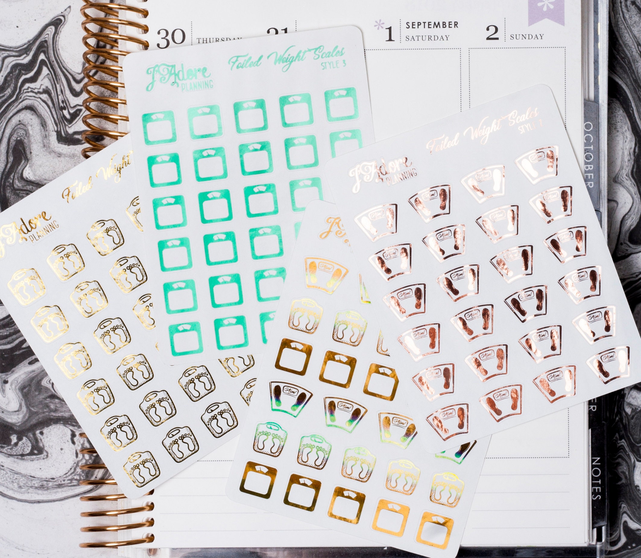 Foil Scales Icons Planner Stickers Weight Scale Planner | Etsy