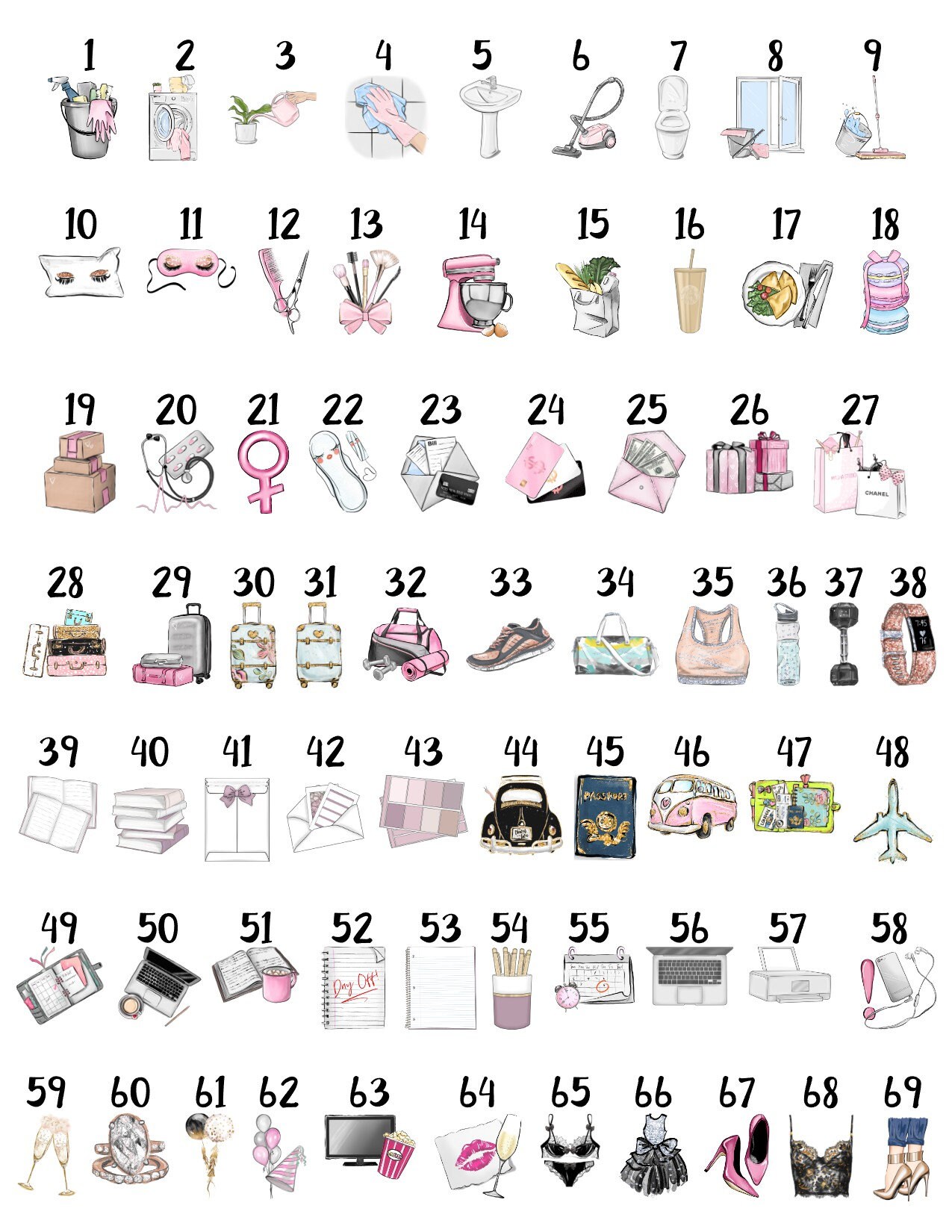 Daily Tasks Stickers Chores Planner Stickers for Erin Condren | Etsy