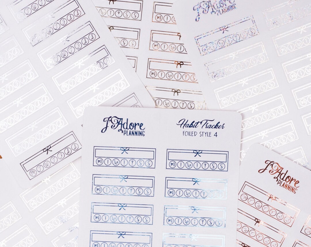Foil Habit Tracker Stickers, Foiled Habit Trackers Custom Planner ...