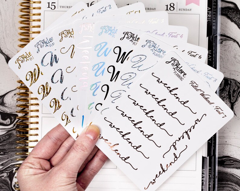 Foil Weekend Banner Planner Stickers Foiled Script Weekend | Etsy