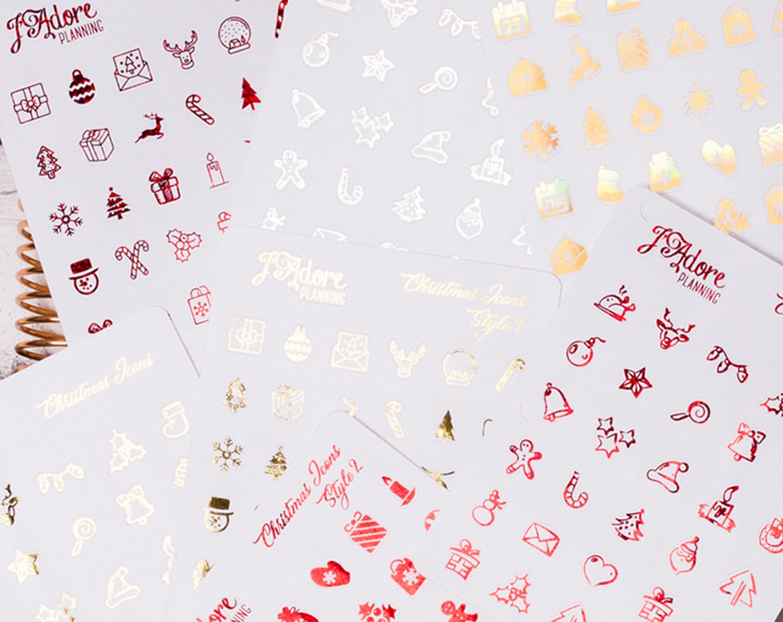 Foil Christmas Icons Planner Stickers Holiday Planner - Etsy