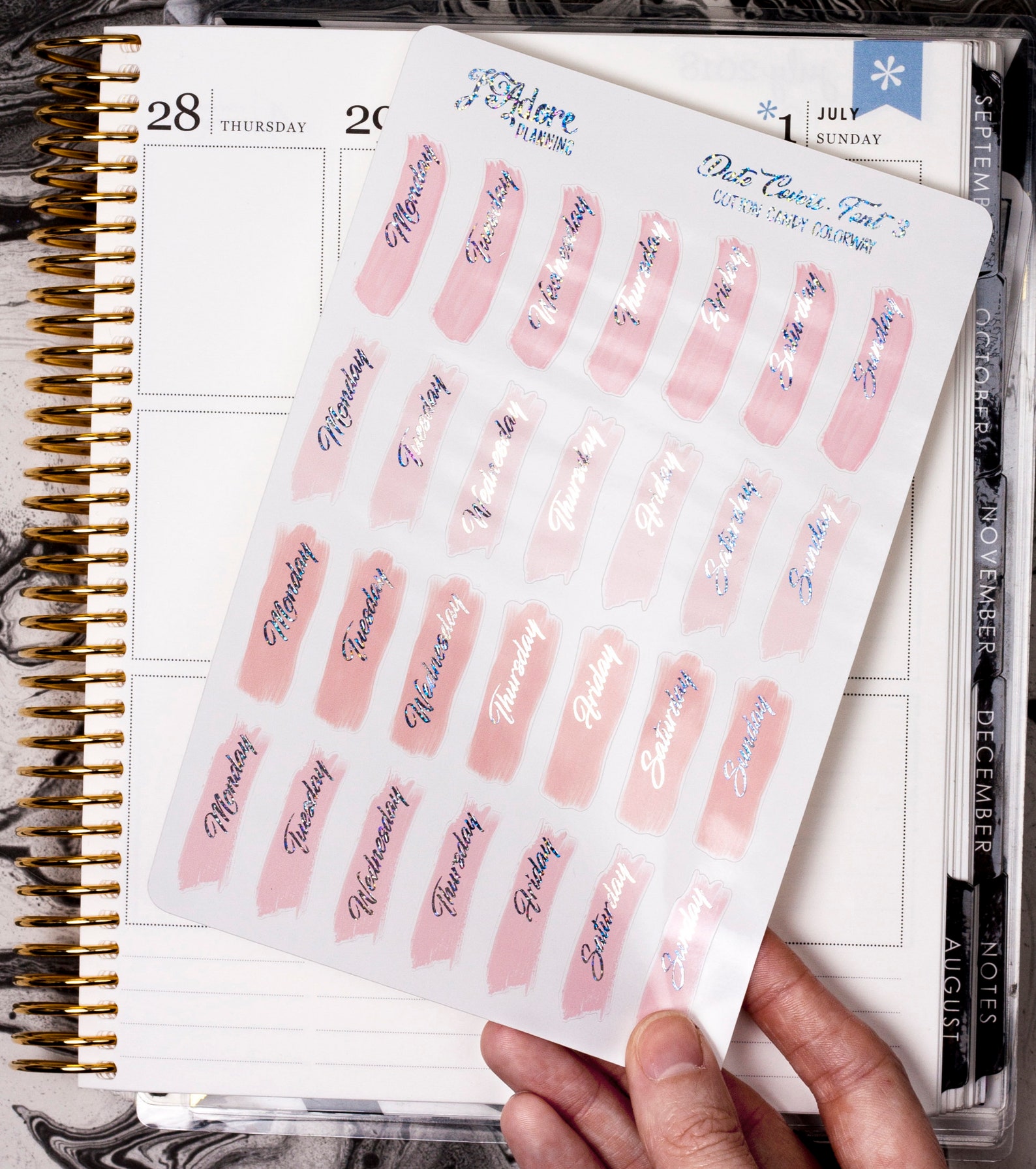 Foil Date Cover Stickers Foiled Date Planner Stickers - Etsy