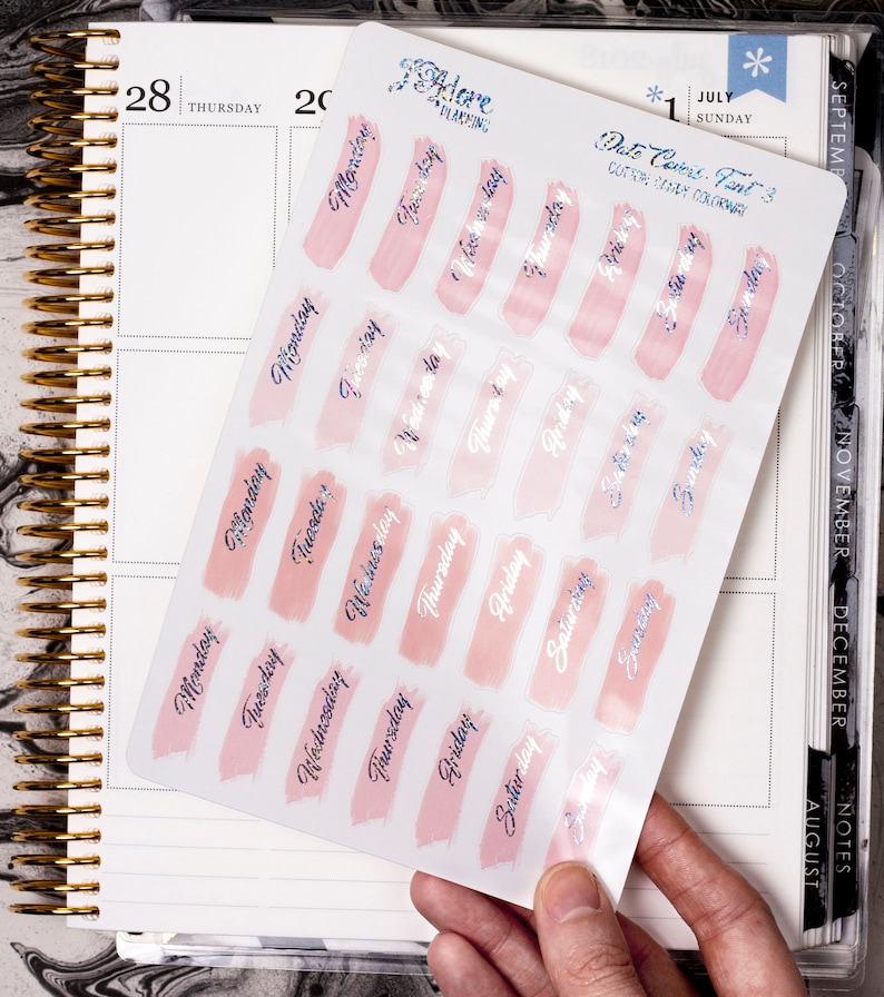 Foil Date Cover Stickers Foiled Date Planner Stickers | Etsy