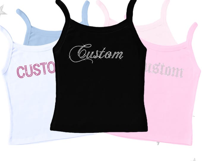Custom Rhinestone Tank Top Custom Text Tank, Personalized Bedazzled ...