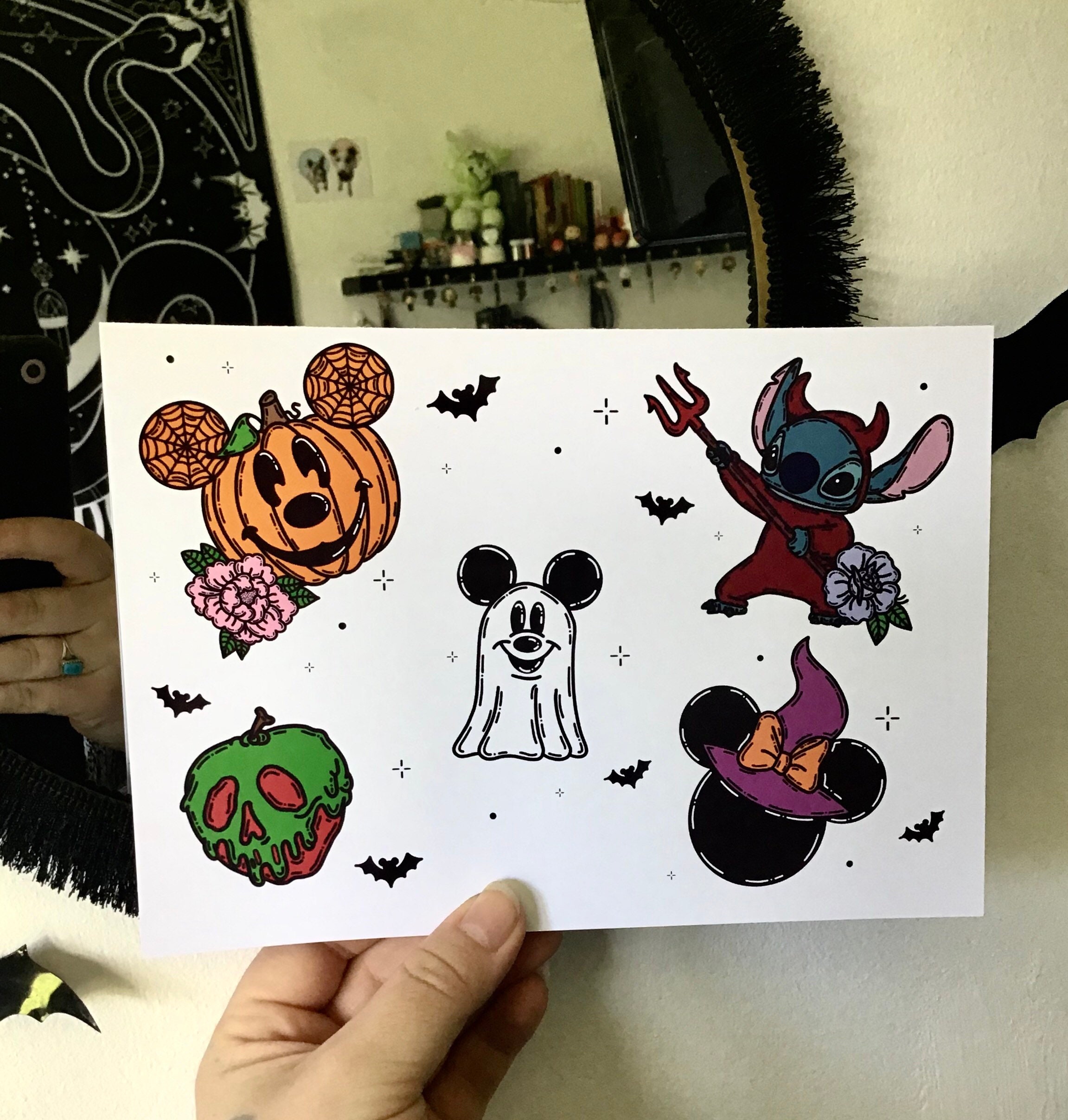 Disney Halloween Flash Sheet Mickey & Minnie Mouse Stitch - Etsy UK