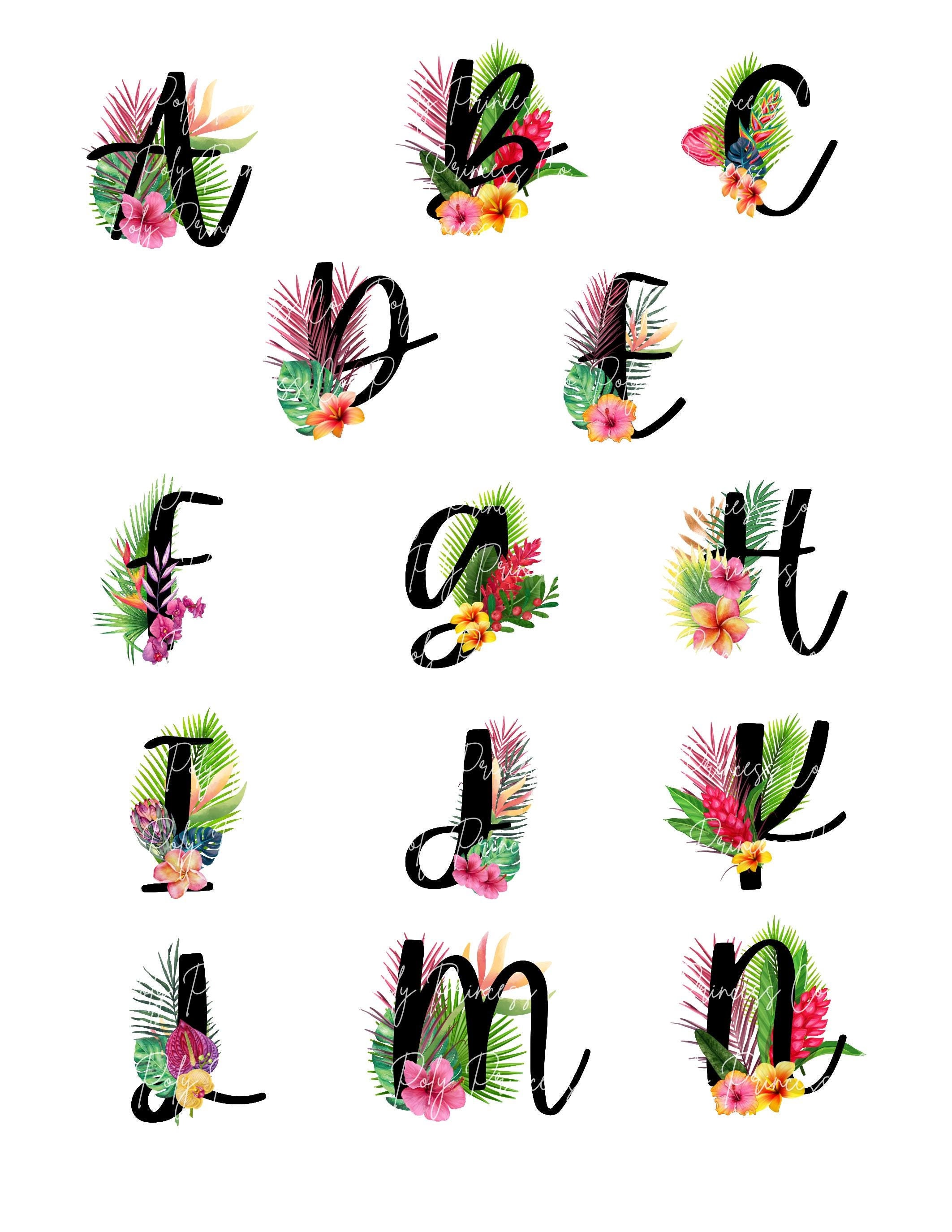 Tropical | Hawaiian Floral Printable Letters A-Z| Digital Download ...