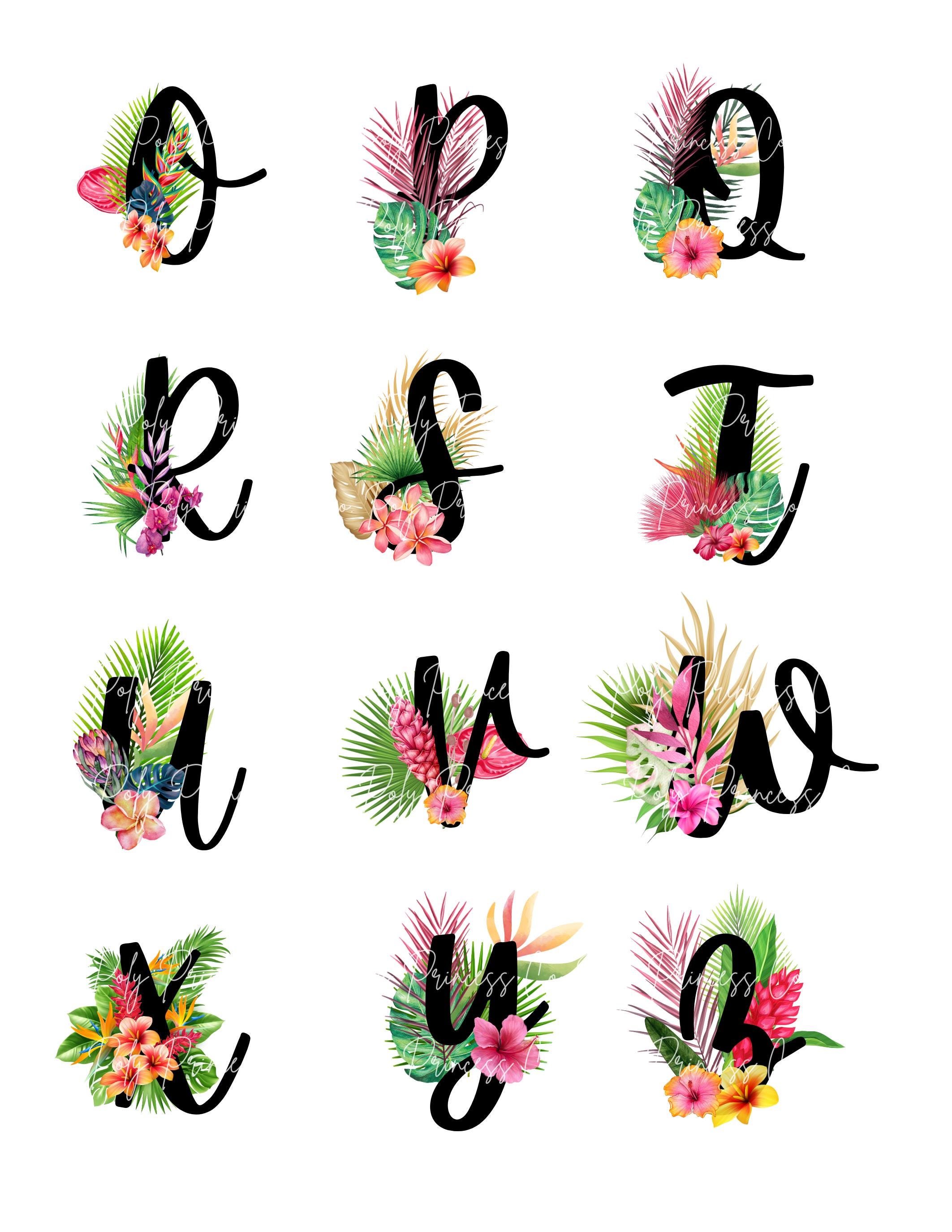 Tropical | Hawaiian Floral Printable Letters A-Z| Digital Download ...