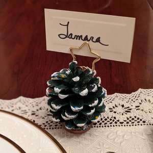 Christmas Tree Place Card Holder, Hand Painted, Pine Cone Table ...