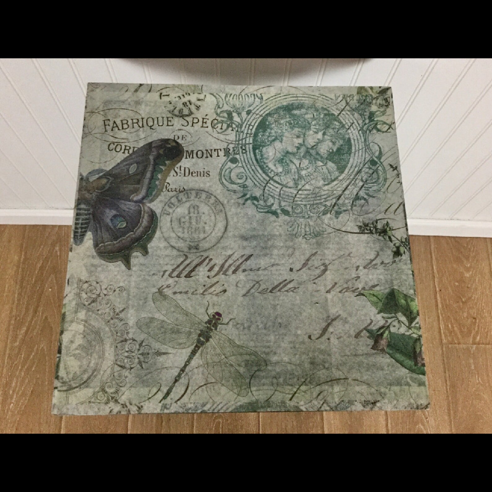 Hand-crafted Vintage French Botanical Post Card Accent Table - Etsy