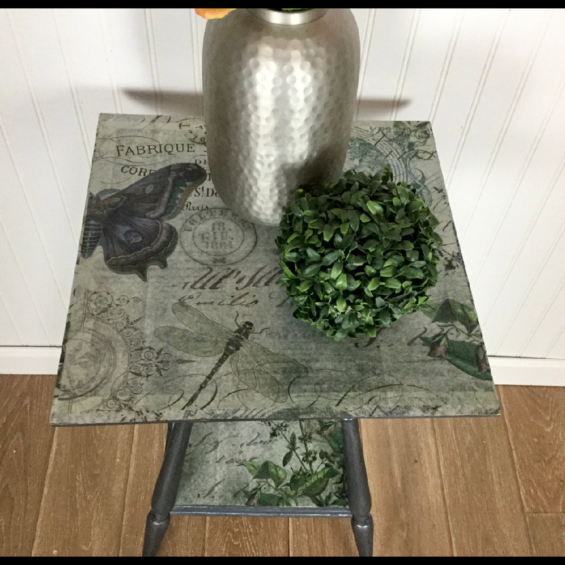 Hand-crafted Vintage French Botanical Post Card Accent Table - Etsy