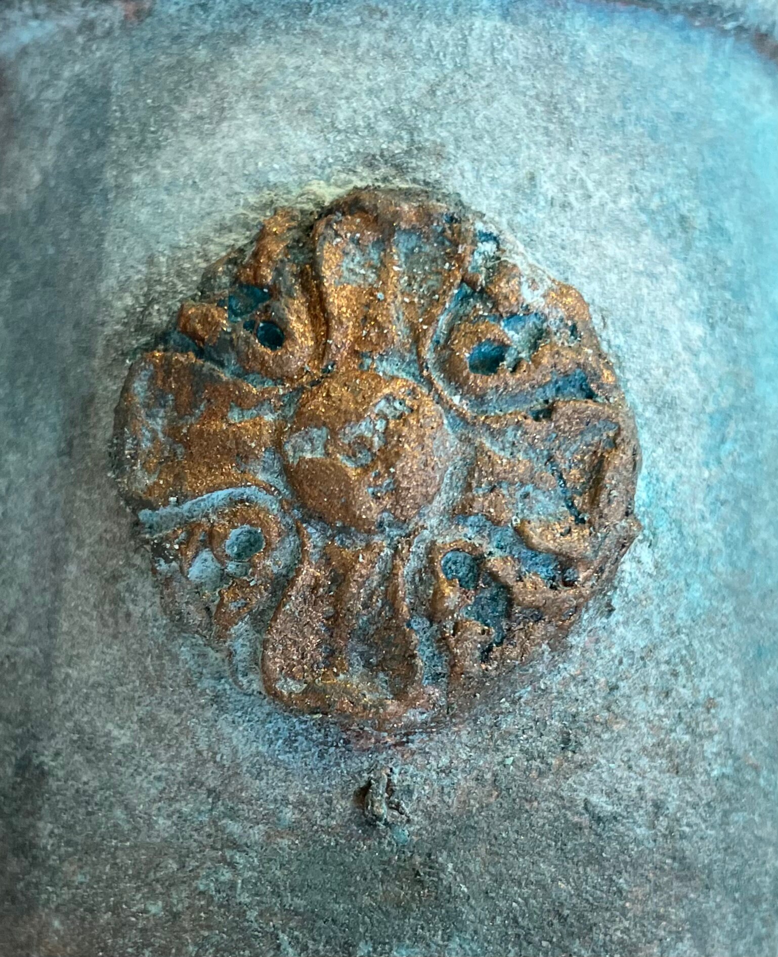Renaissance Gothic Aged Copper Verdigris Painted Votive Candle Holder ...