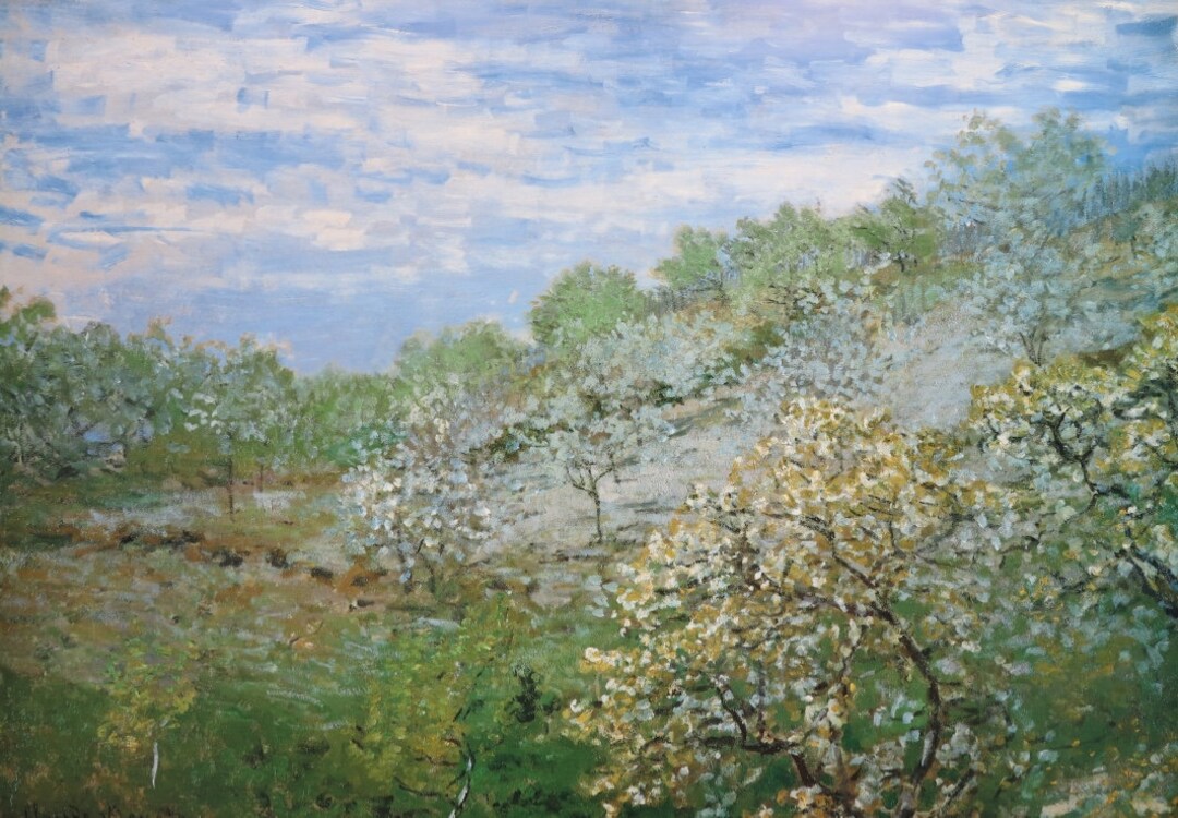 Claude Monet Exhibition Poster Trees in Blossom Impressionist Green ...