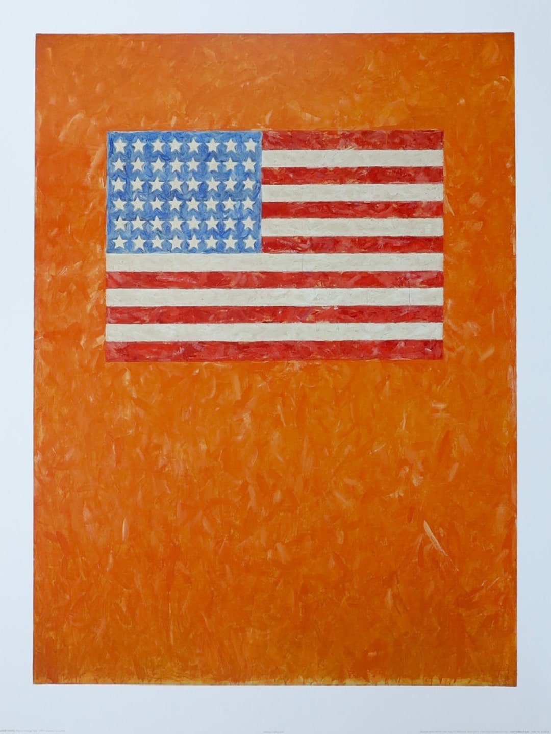 Jasper Johns Exhibition Poster American Flag on Orange Field Museum ...