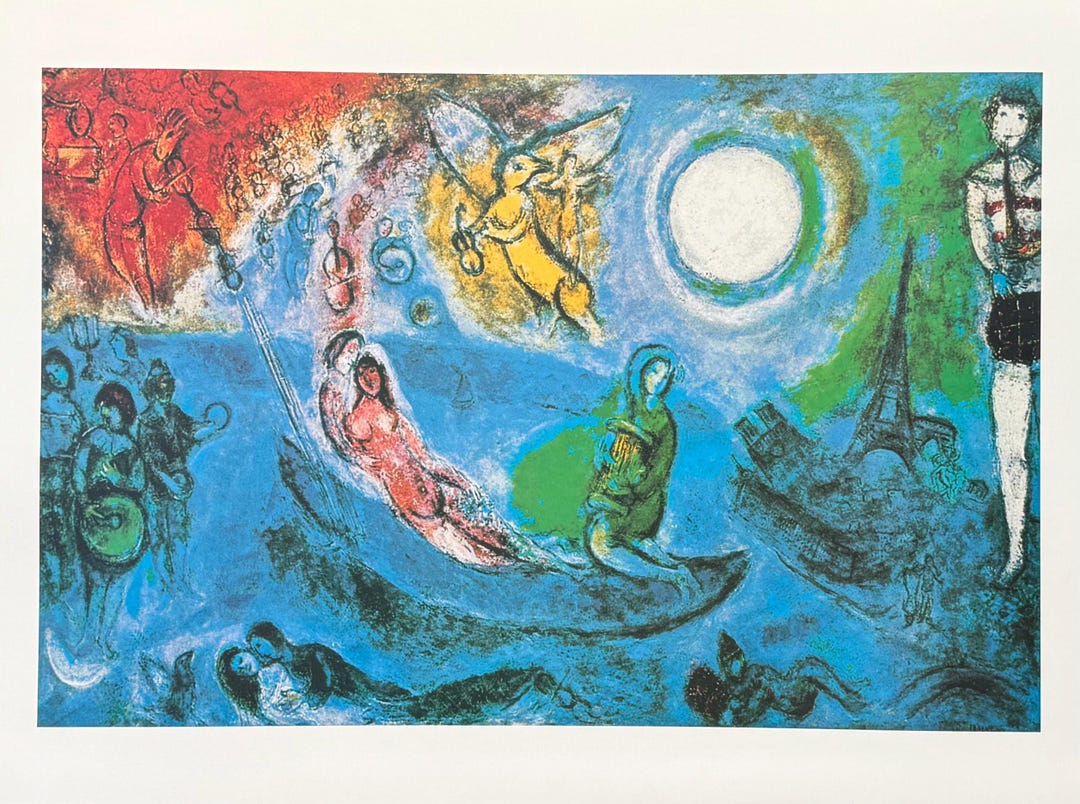 Marc Chagall Exhibition Poster - the Concert - Paris - the Eiffel Tower ...