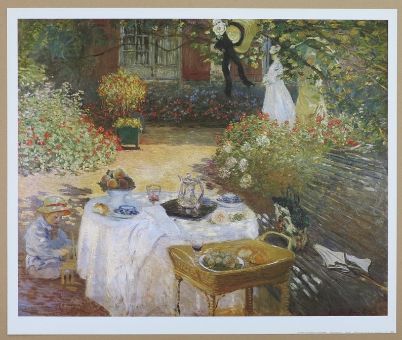 Claude Monet Exhibition Poster - Lunch in the Garden - Impressionist ...