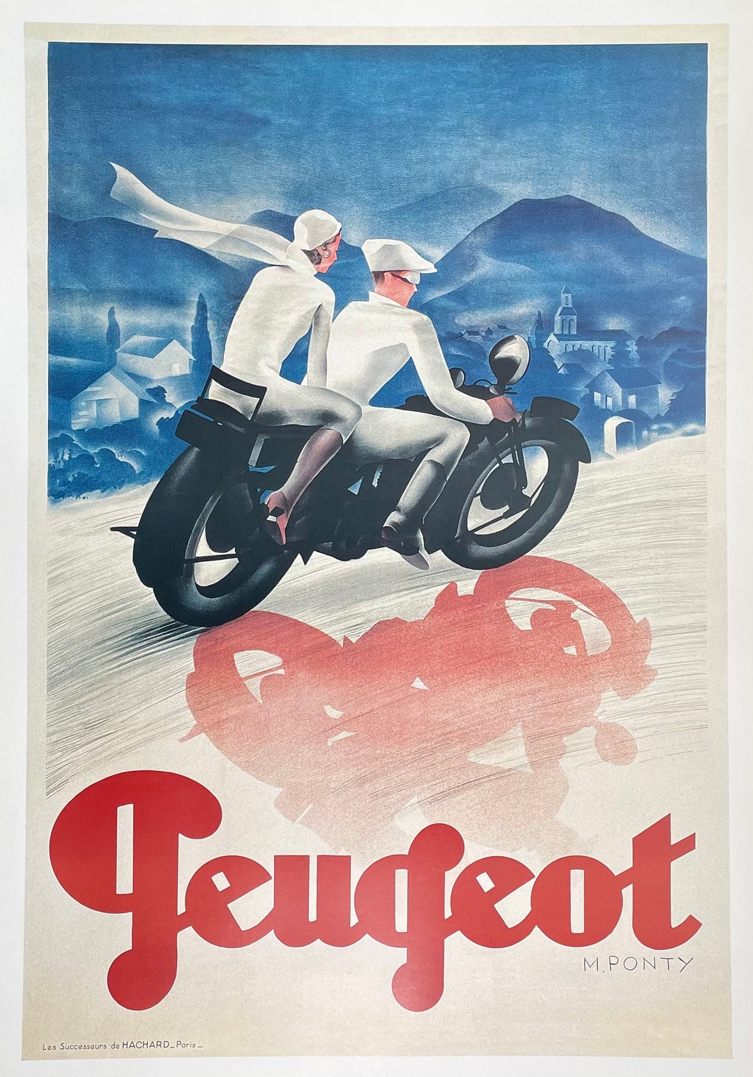 Peugeot Motorcycles Exhibition Poster - Ponty - Decorative Art Print ...