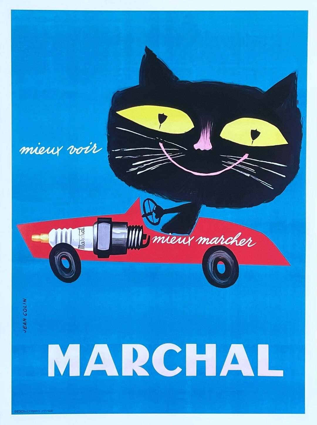 Jean Colin Exhibition Poster - Marchal - Spark Plugs - Car Race ...