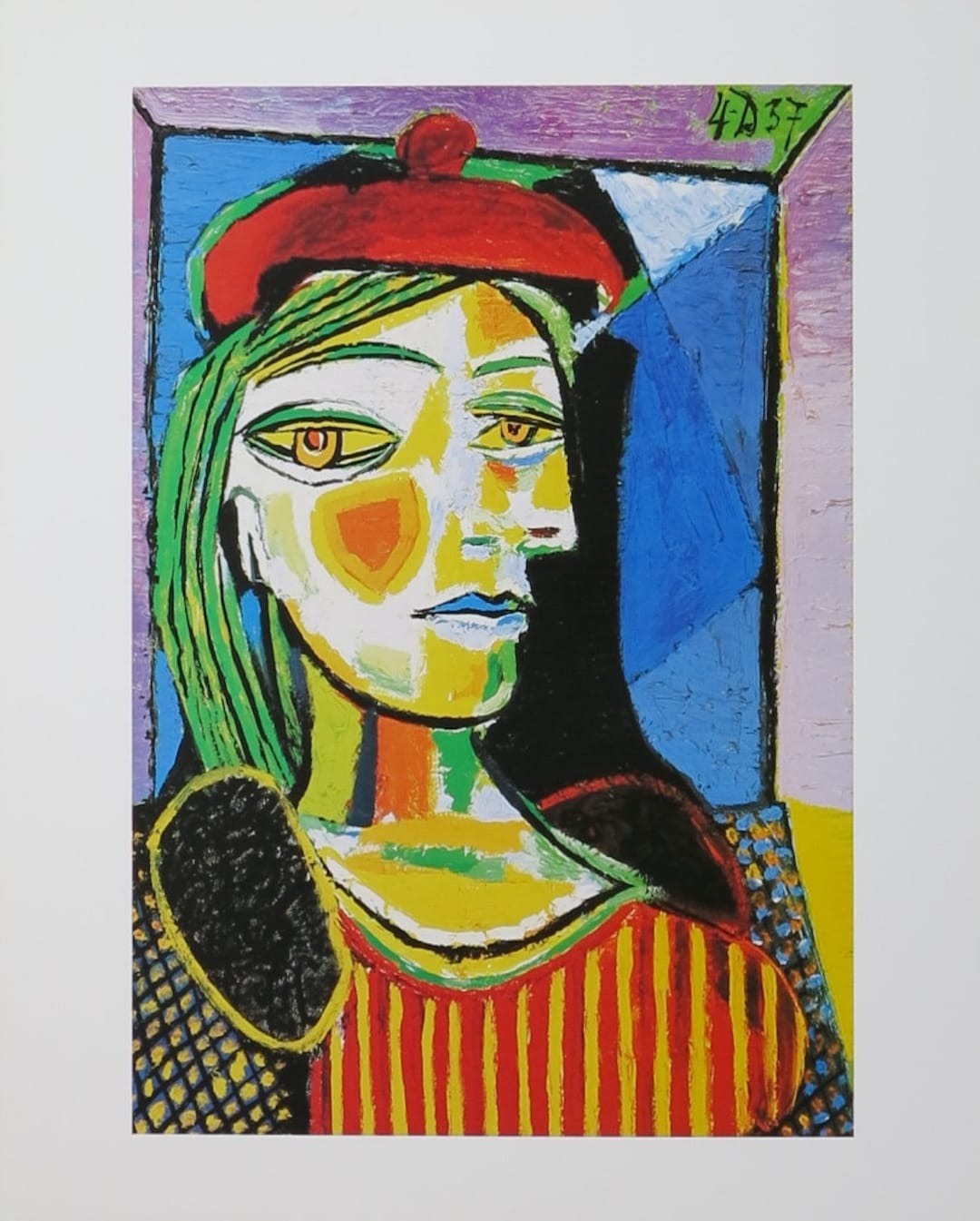 Pablo Picasso Exhibition Poster Woman With Red Beret Female Portrait ...