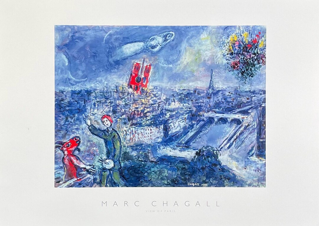 Marc Chagall Exhibition Poster - View of Paris - Summer - Blue - Love ...