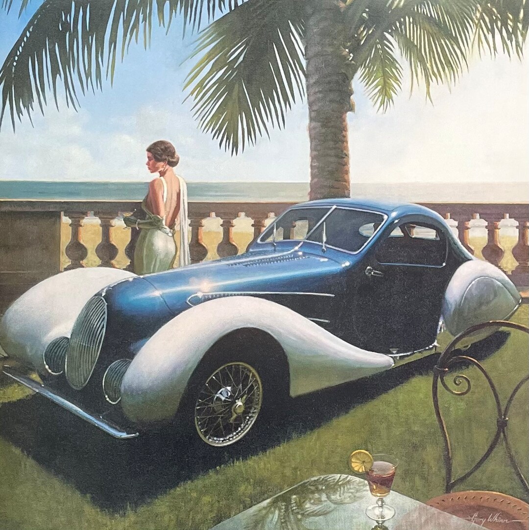 Gary Whinn Exhibition Poster Teardrop by the Ocean Car Bugatti Museum ...