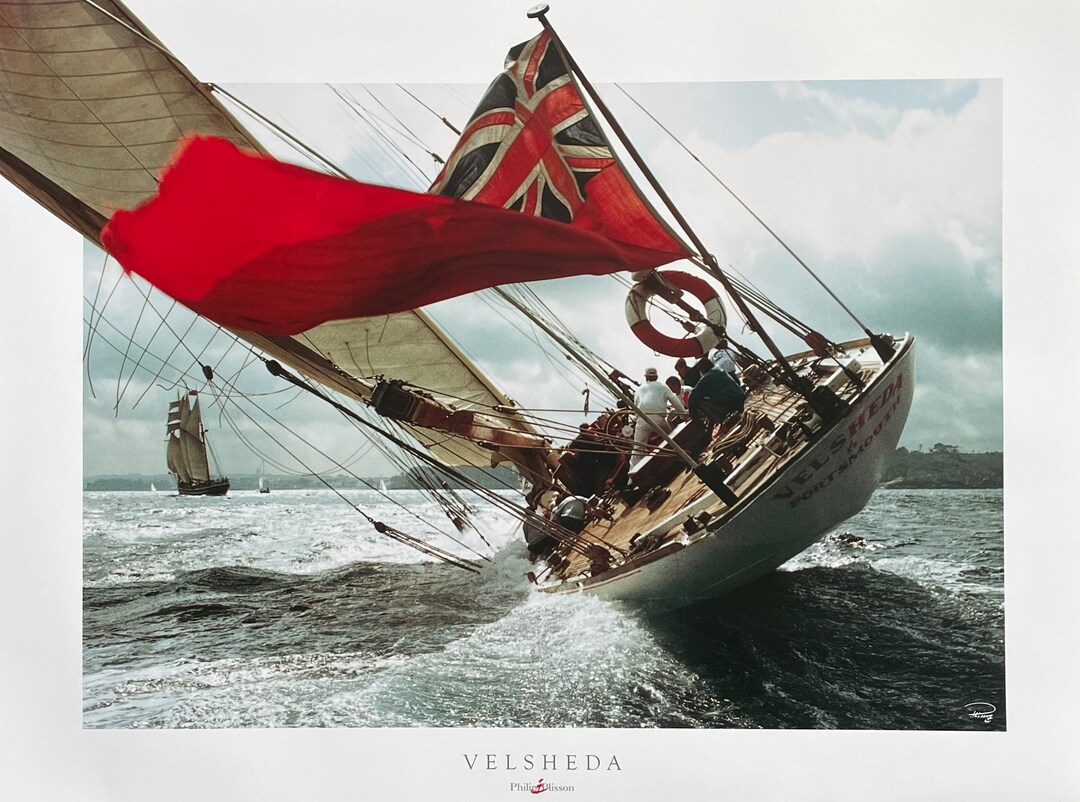 Sailing Yacht Velsheda Vessel Ocean Sea Regatta Exhibition Poster Art ...