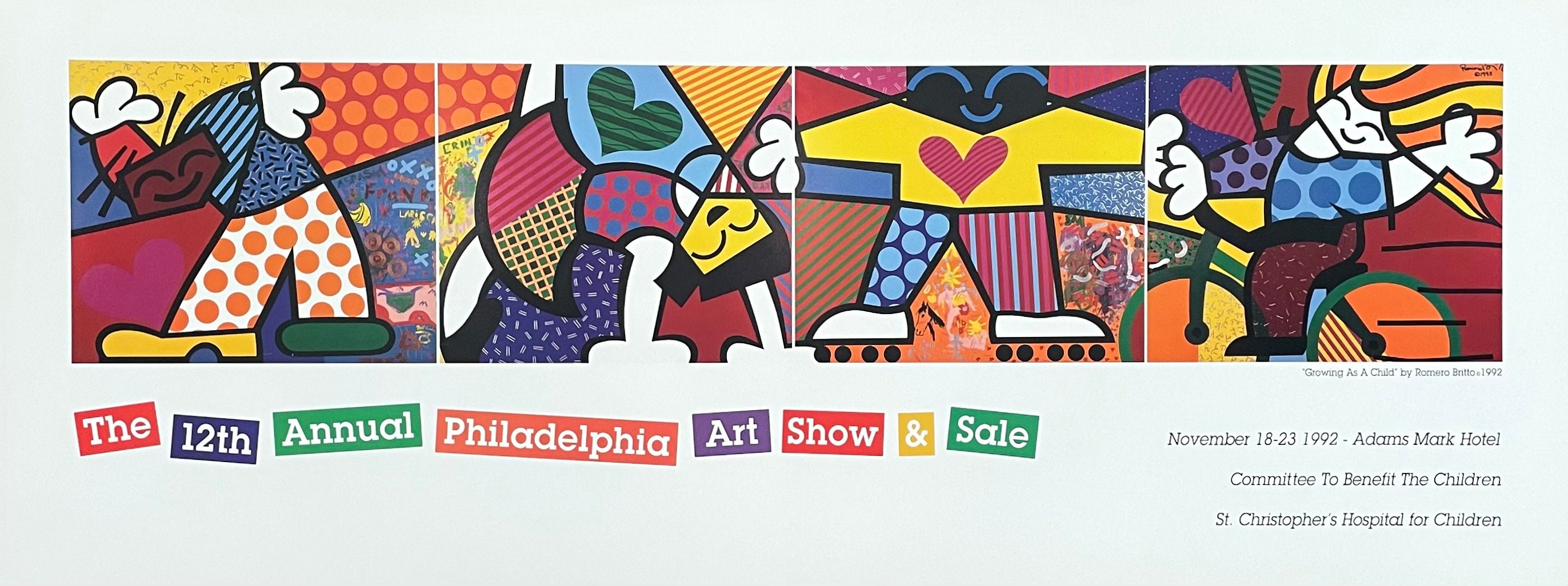 Romero Britto Exhibition Poster - Growing as a Child - Love - Heart ...