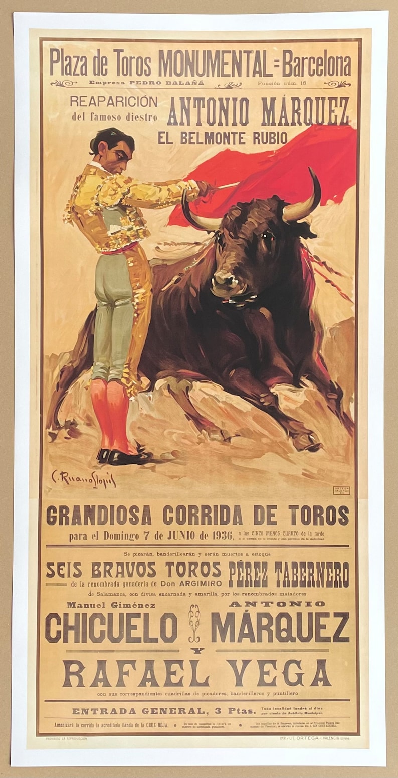 Bullfighting Exhibition Poster - Barcelona - Spain - Tradition - Art ...