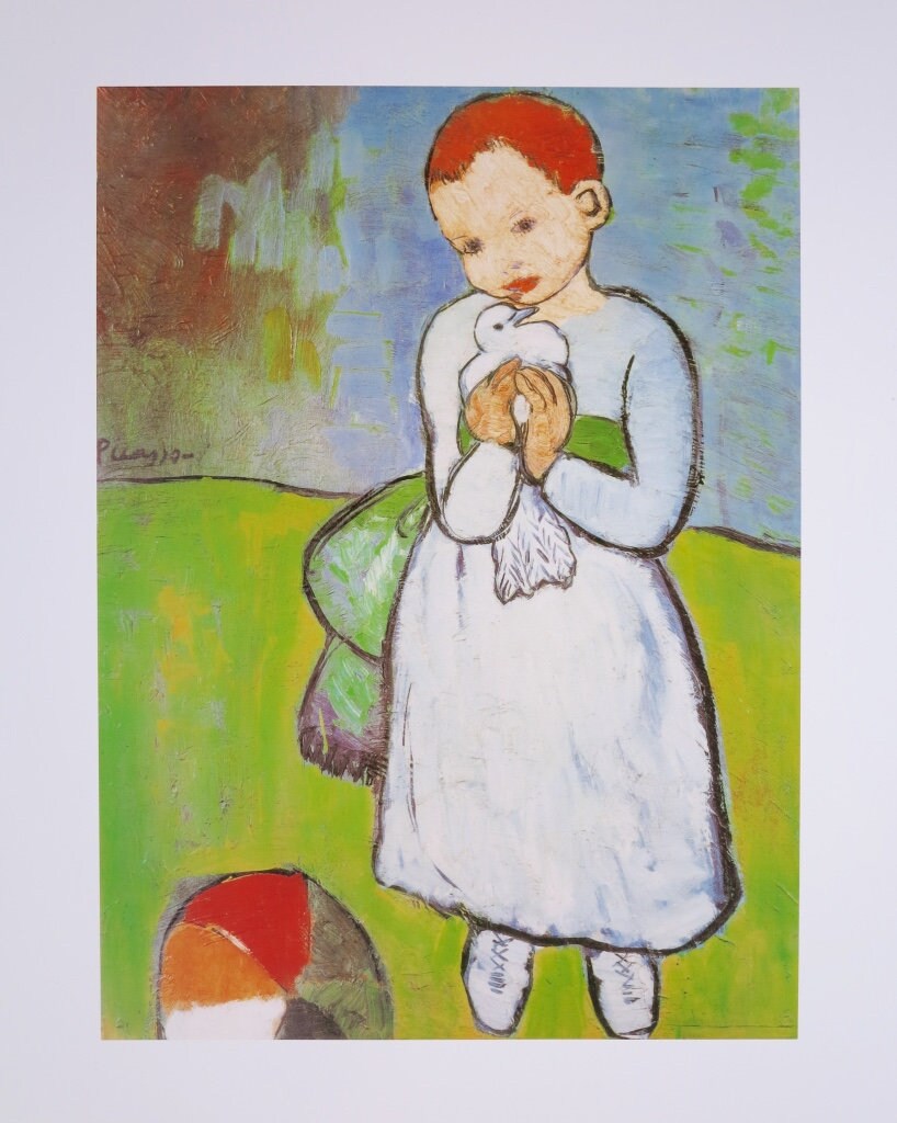 Pablo Picasso Exhibition Poster Young Lady With Pigeon | Etsy
