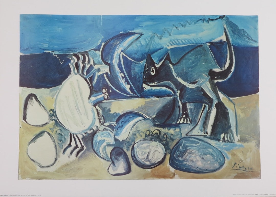 Pablo Picasso Exhibition Poster Cat and Crab on the Beach - Etsy