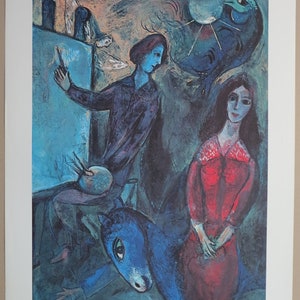 Marc Chagall Exhibition Poster - the Artist and His Model - Vintage ...